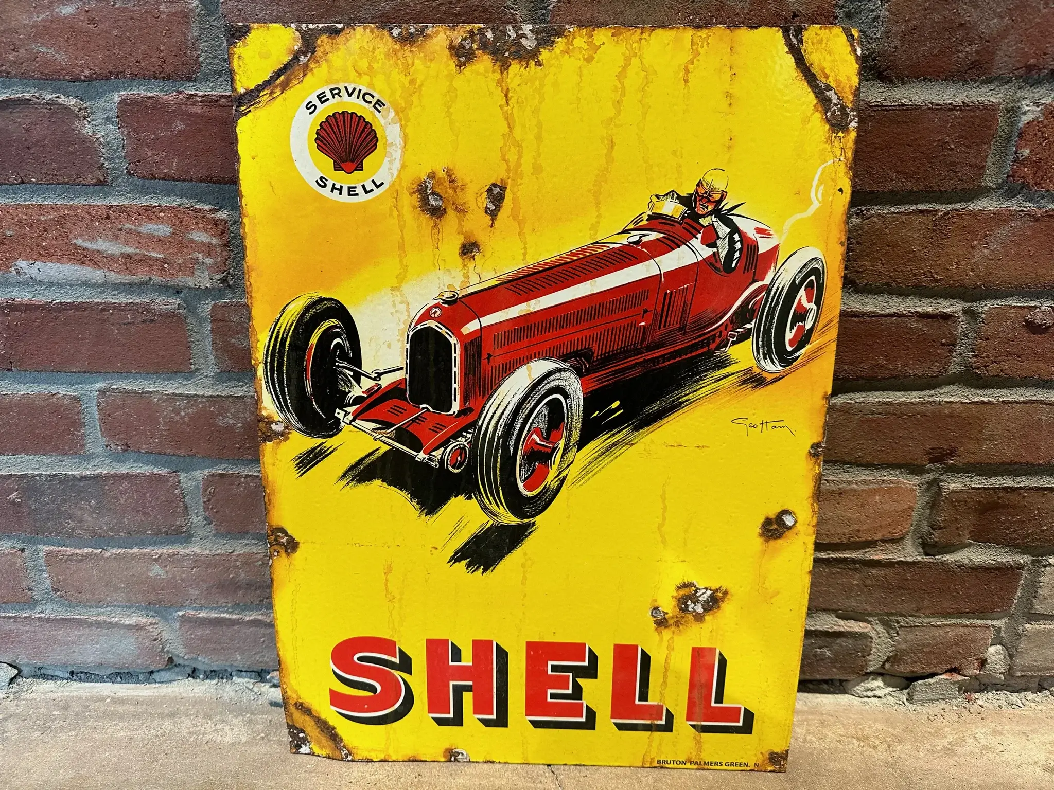 shell enamel sign