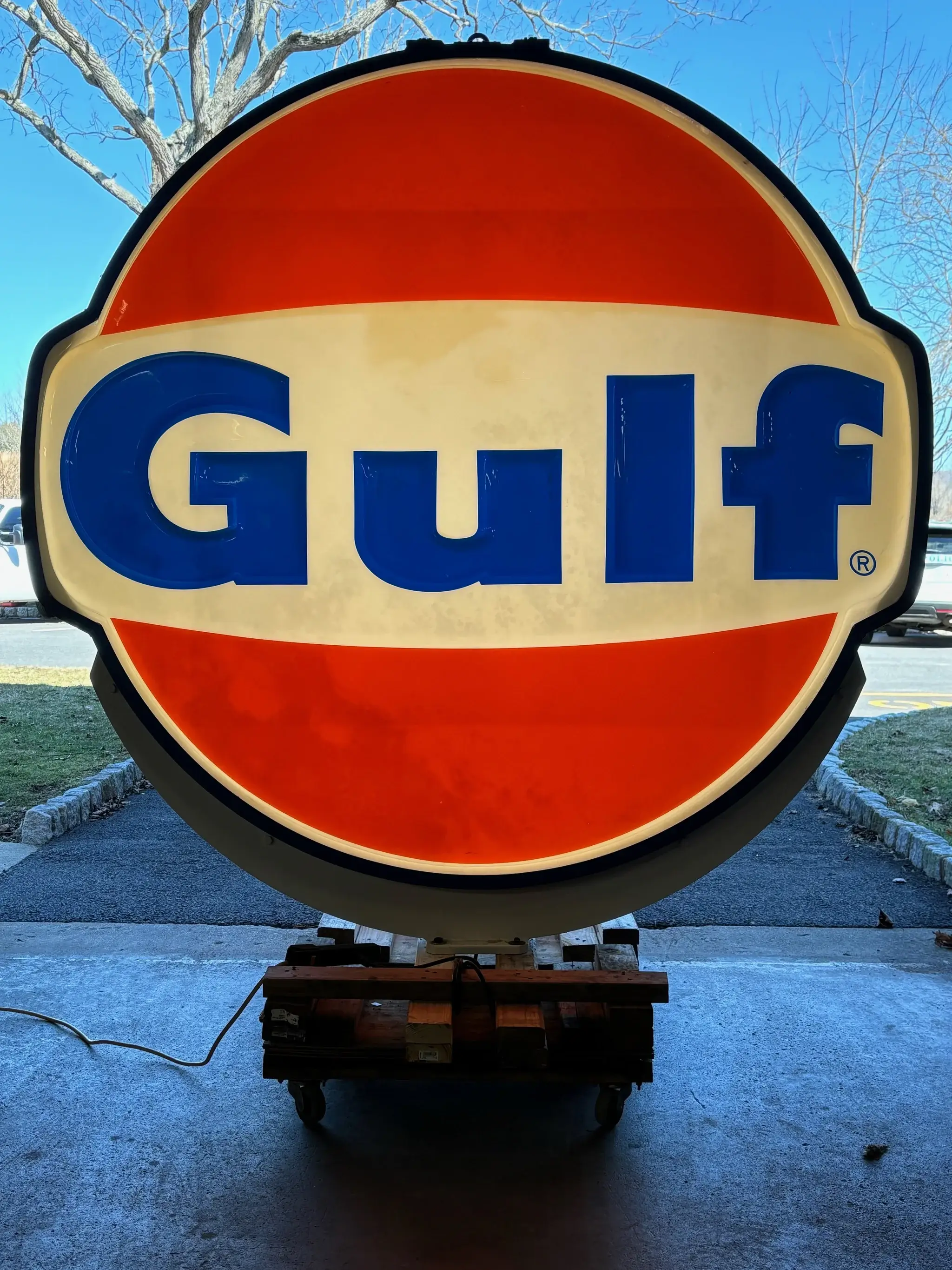 Large Illuminated Gulf Gas Station Pole Sign | PCARMARKET