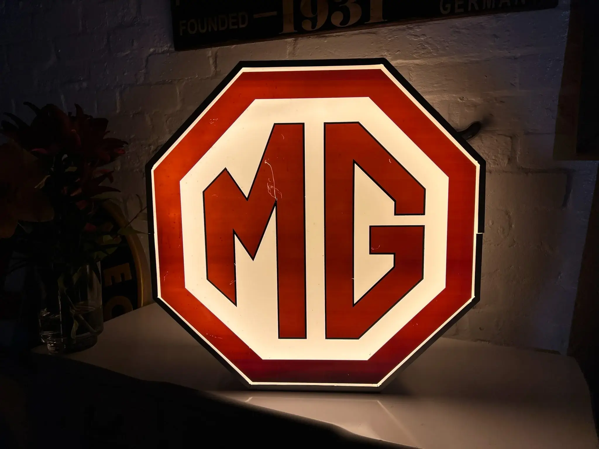 MP: 1960's Illuminated MG Dealership Double Sided Sign | PCARMARKET