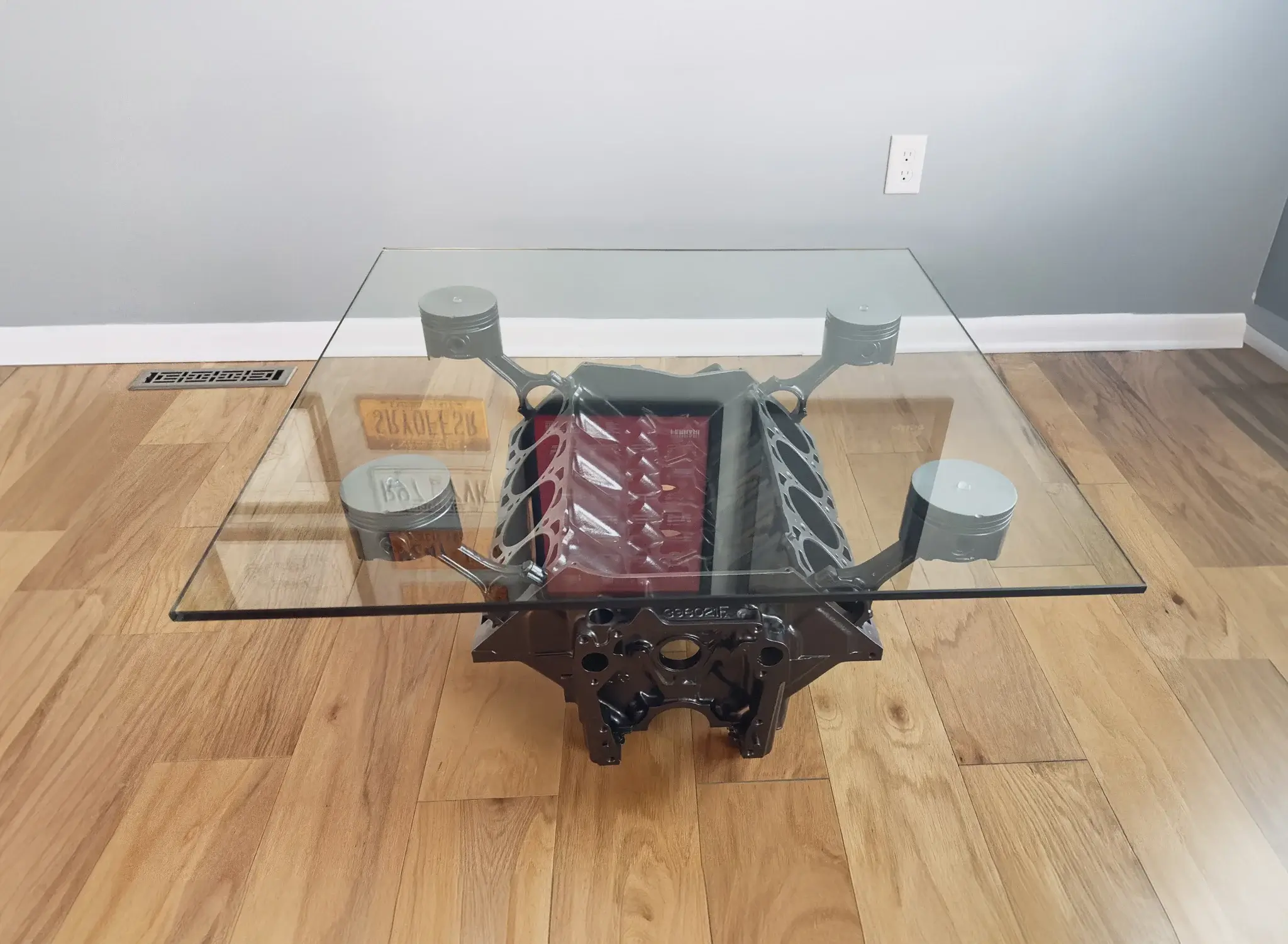 v8 engine block coffee table