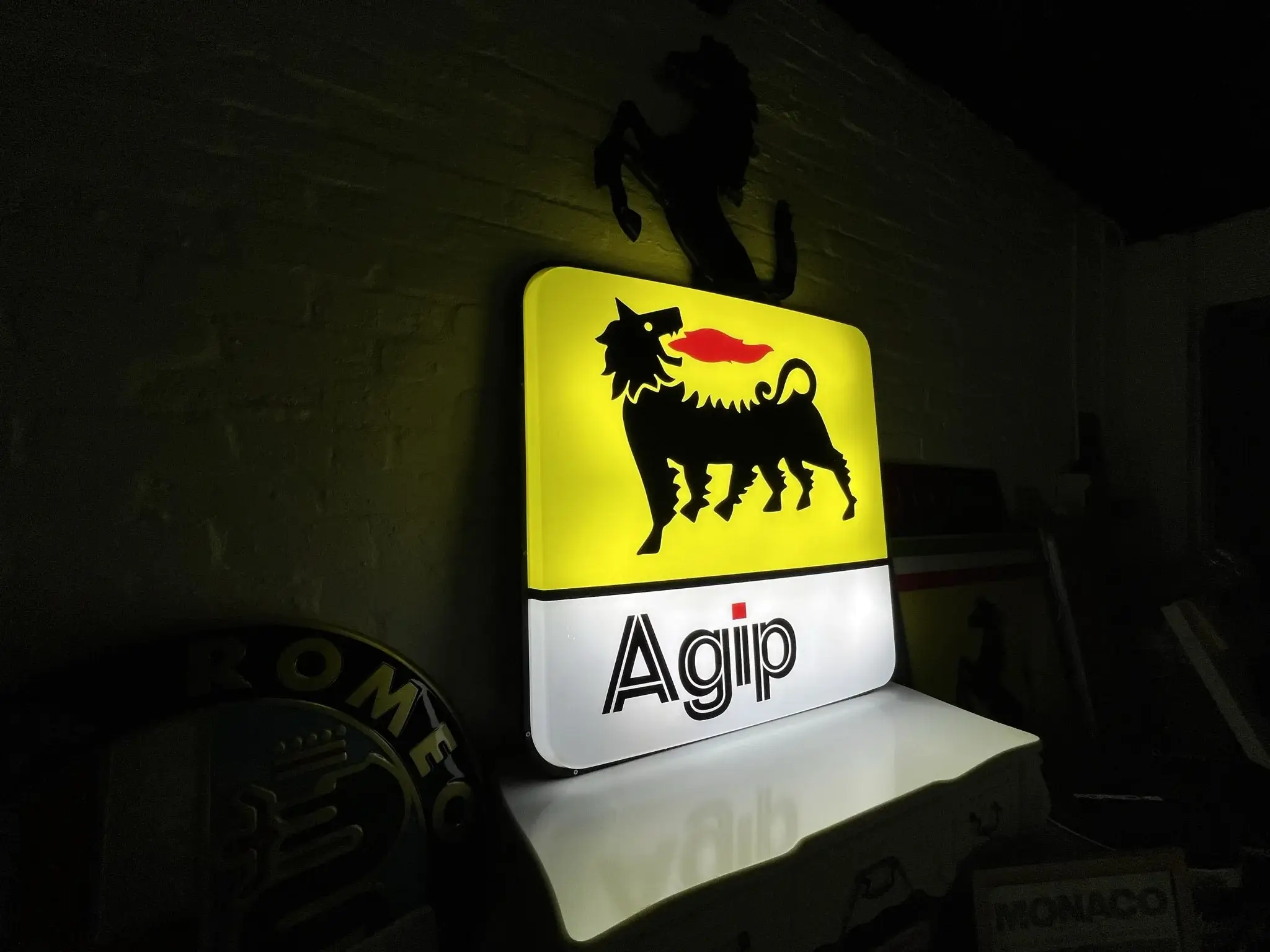 MP: Authentic Large Illuminated Agip Gas Station Sign | PCARMARKET