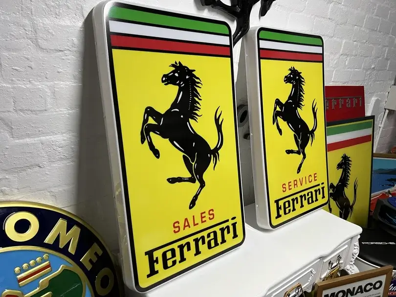 MP: Pair of Illuminated Ferrari Sales & Service Style Signs | PCARMARKET